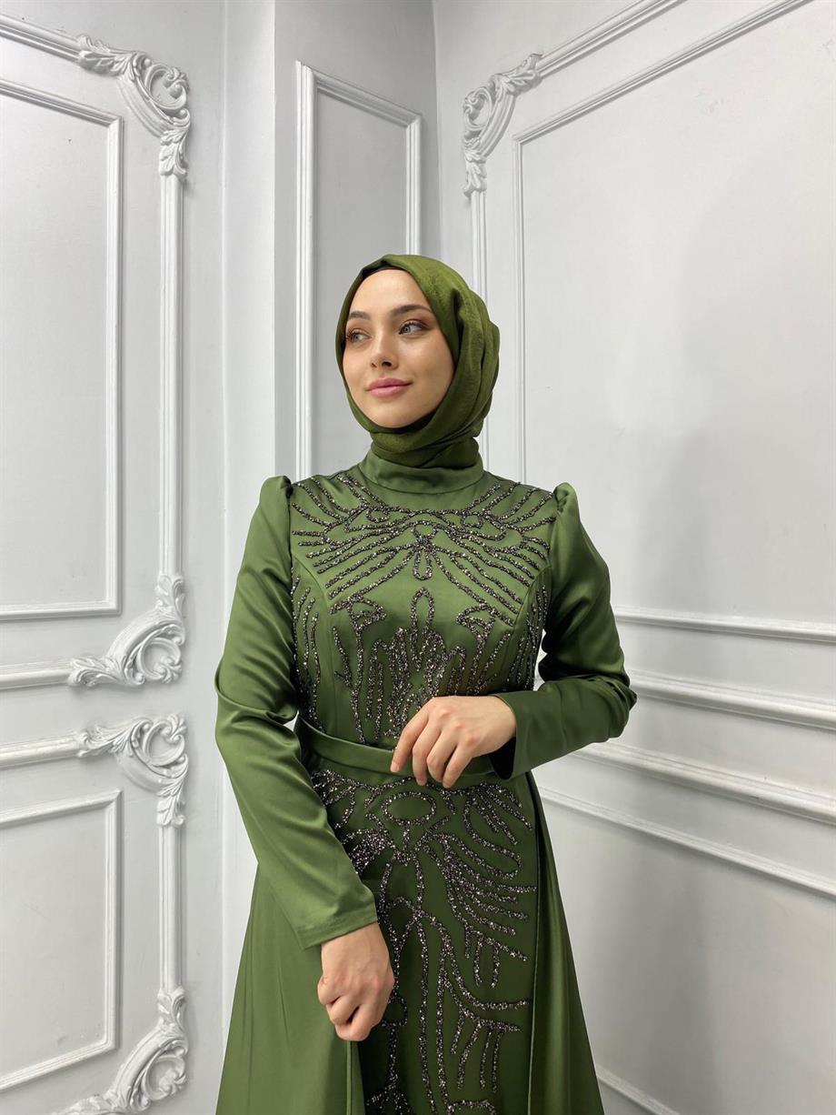 Gizem Butik Abiye & Tesettür Modası - Helen Model Abiye Yeşil