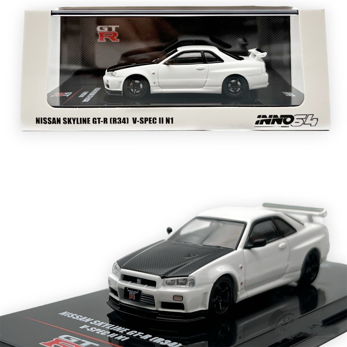İNNO64 Nissan Skyline GT-R (R34) V-SPEC II N1 White With Carbon Hood ...