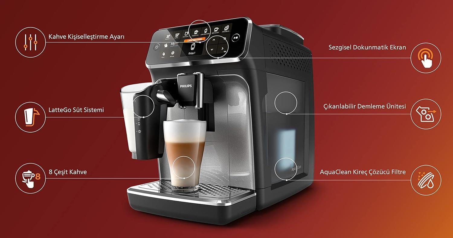"Philips EP4346/70 Tam Otomatik Espresso Makinesi: Zamanlayıcı ve Mat ...