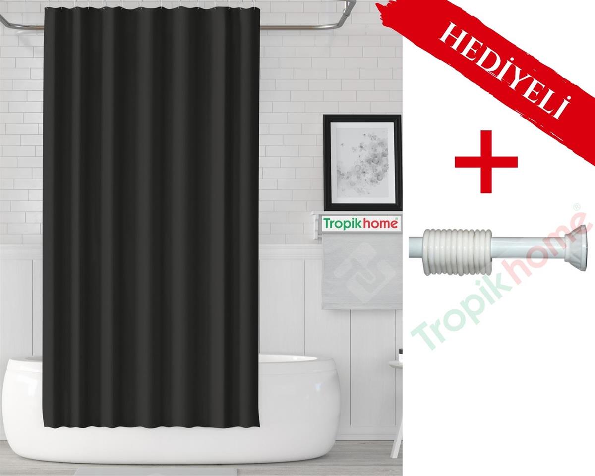 Siyah Banyo Perdesi Askı Hediyeli 180x200cm Tek Kanat Duş Perdesi ...