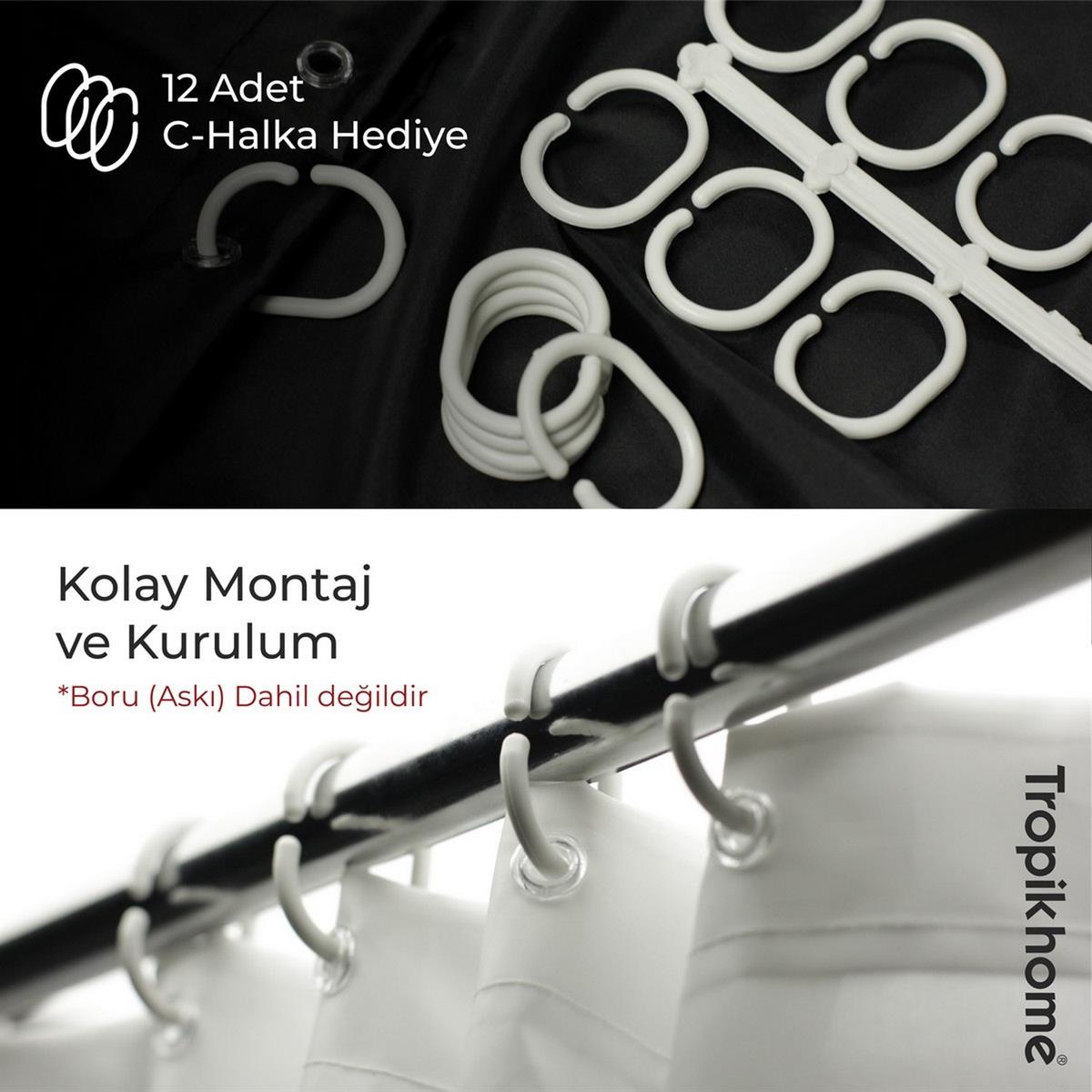 Kare Banyo Perdesi Askı Hediyeli 180x200cm Tek Kanat Duş Perdesi ...