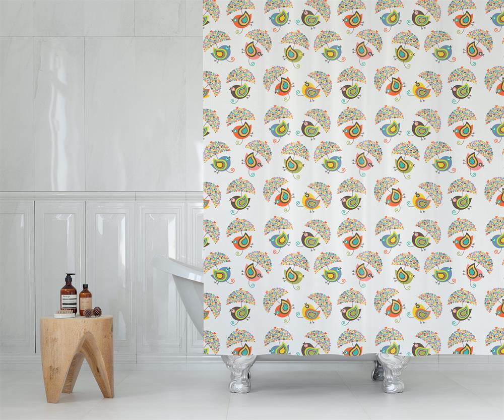 Kuş Desen Banyo Perdesi Su Geçirmez Duş Perdesi 180x200 Küvet Perdesi ...