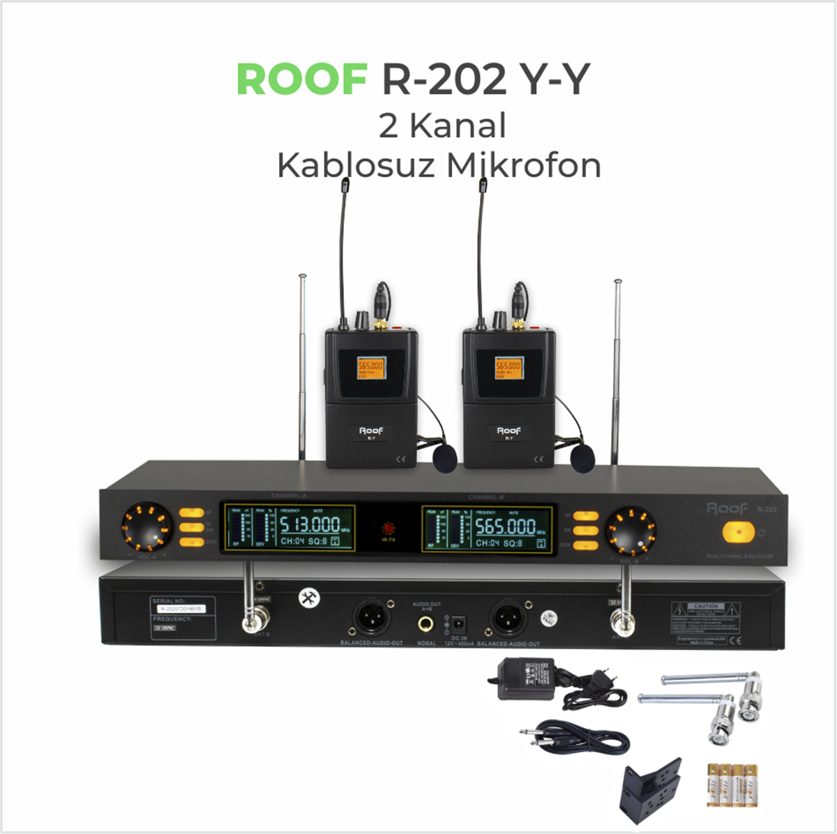 Roof R–202 Y–Y 2 Kanal Telsiz Mikrofon Seti