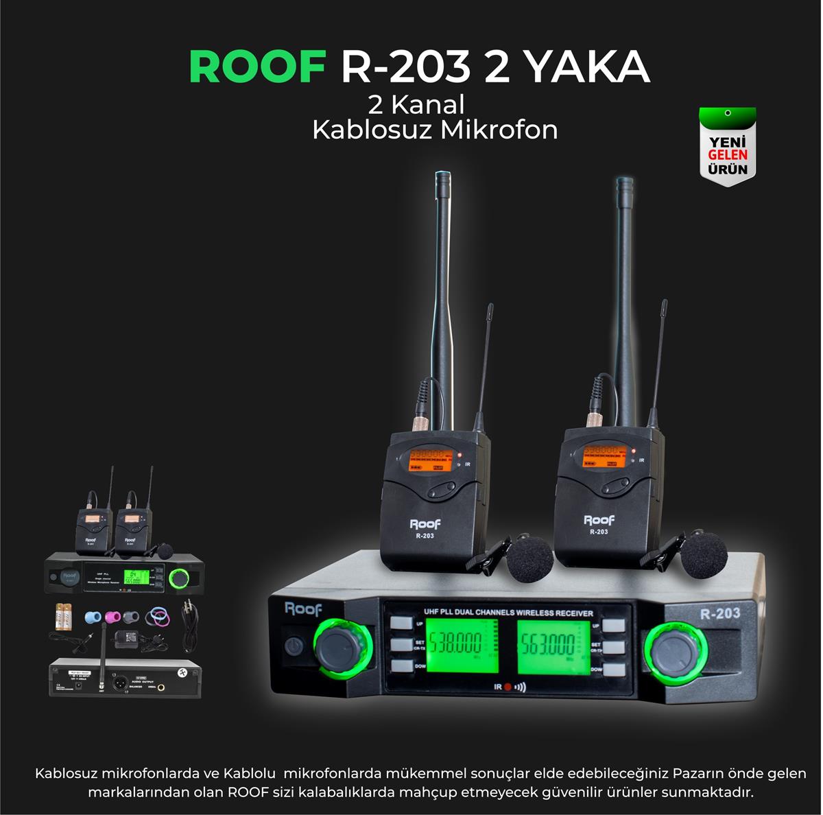 Roof R–203 Y–Y 2 Kanal Telsiz Yaka Mikrofon Seti (2 Yaka)