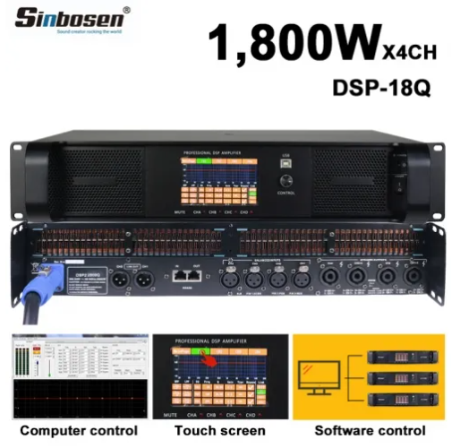 Sinbosen DSP18000Q 4 Kanal Digital DSP Yüksek Kaliteli Power Amplifier Amplifikatör
