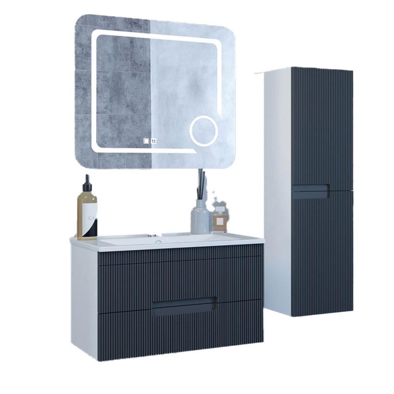 Denko Galata 75 cm MDF Antrasit Gri Banyo Dolabı Takımı ve Boy Dolabı