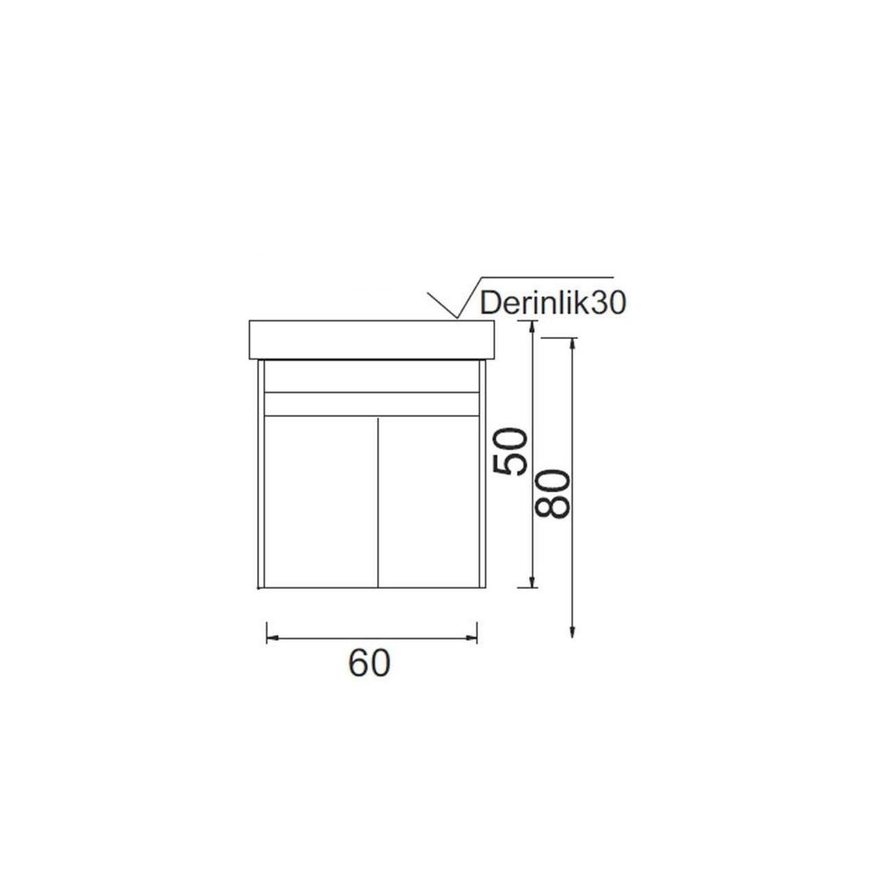 Denko Natalia 60 cm MDF Antrasit Gri Banyo Dolabı Alt Modül ve Seramik ...