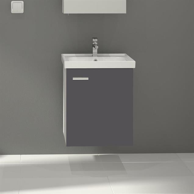 Denko Terra 50 cm MDF Antrasit Gri Banyo Dolabı Alt Modül, Lavabo