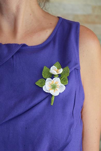 White Flower Handmade Brooch