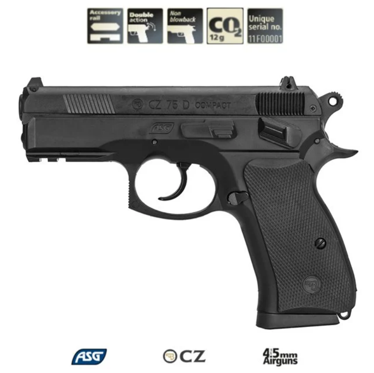 ASG 16086 CZ75 D COMPACT SİYAH HAVALI TABANCA