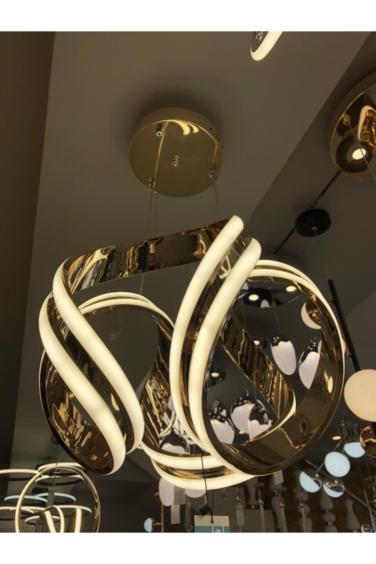 A Modern Sarkıt Power Led Avize Concept Ürün Ledli Avize Gold Sarı