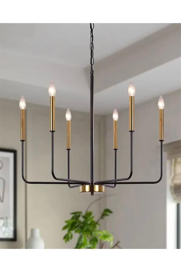 Modern Avize Mimari Tasarım Mat Siyah Eskitme Gold Detaylı | Burenze