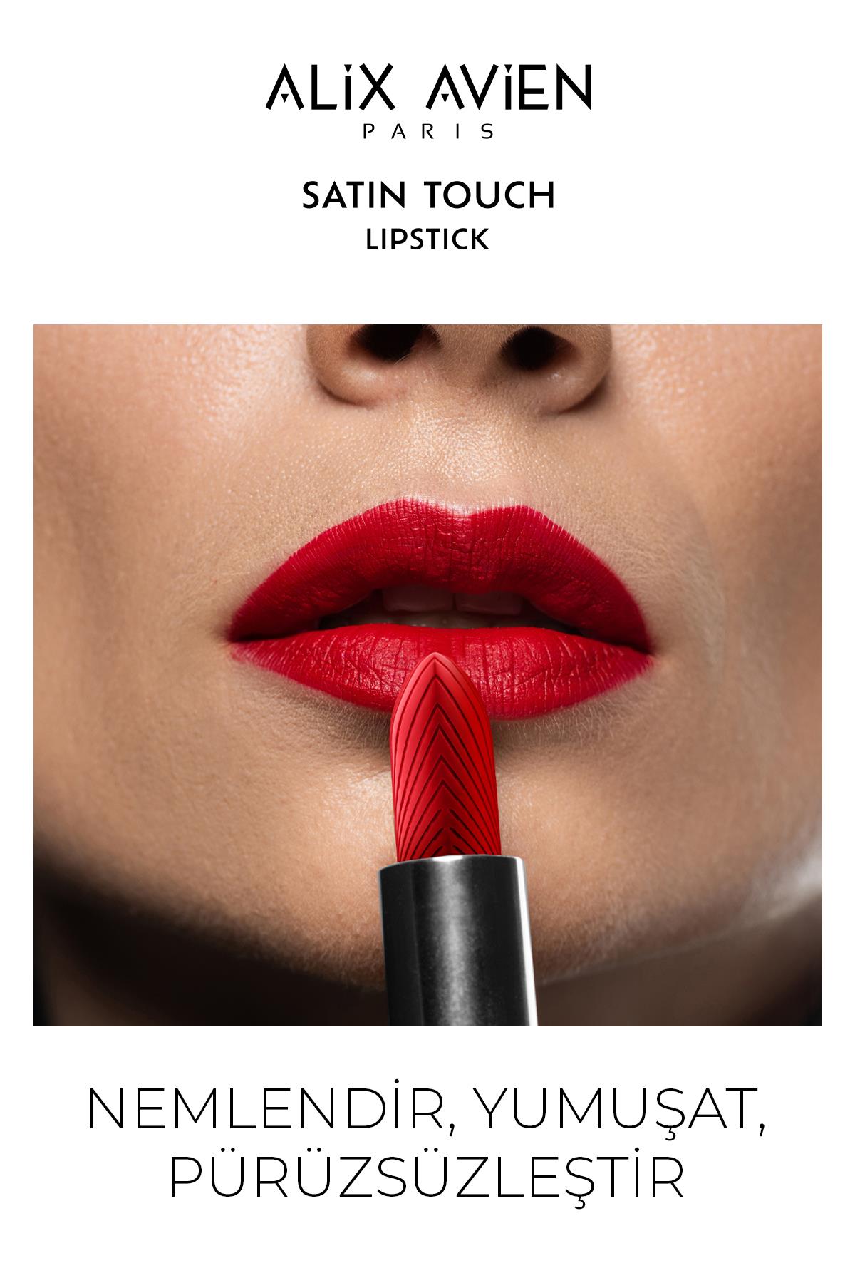 Uzun Süre Kalıcı Nemlendirici Pürüzsüz Etkili Yarı Mat Ruj - Satin Touch Lipstick 825 Satin Red