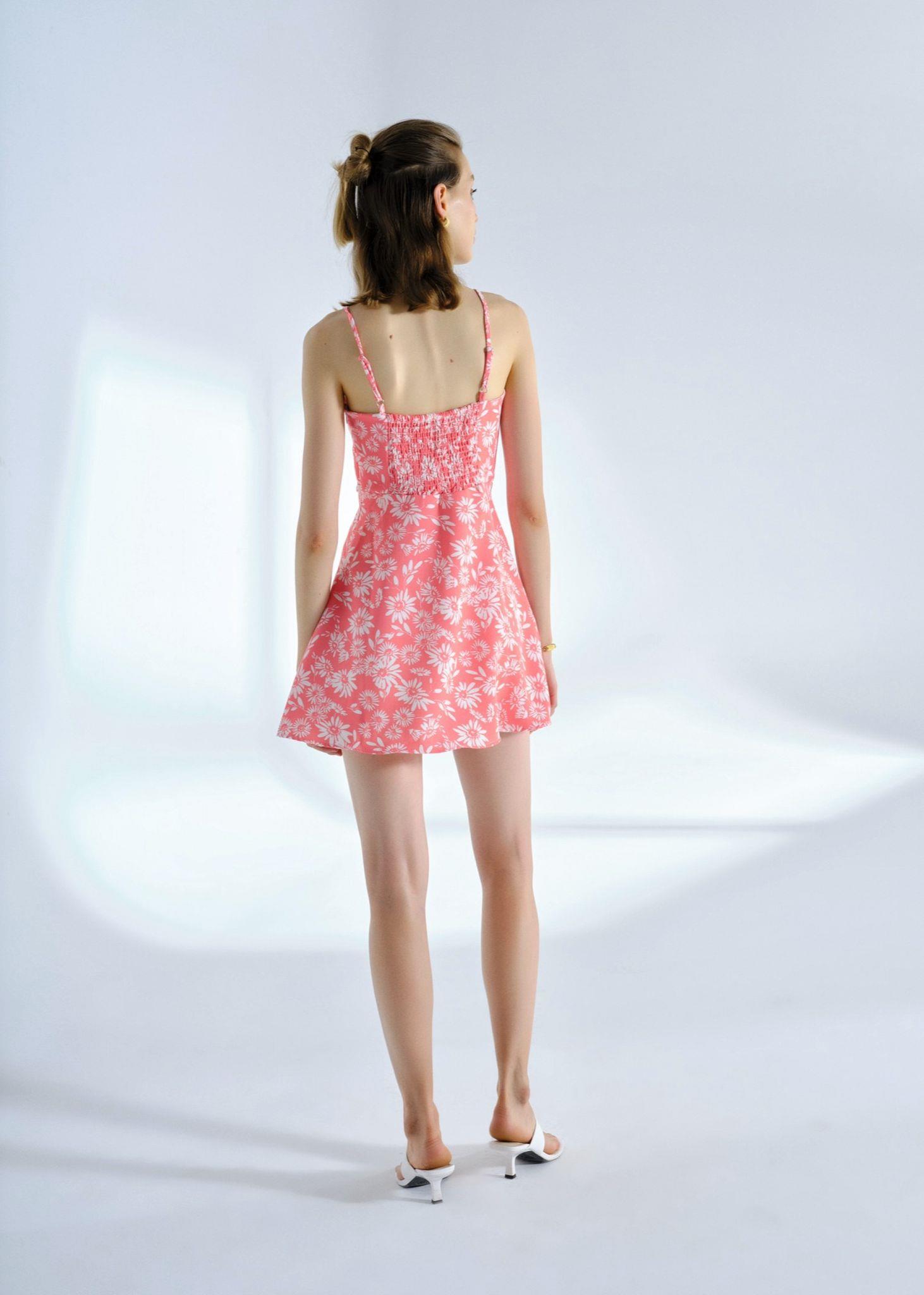 Lucy Çiçek Desen Mini Elbise Somon