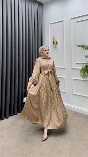 KEVSER MODEL ELBİSE SÜTLÜ KAHVE - Bezen Store