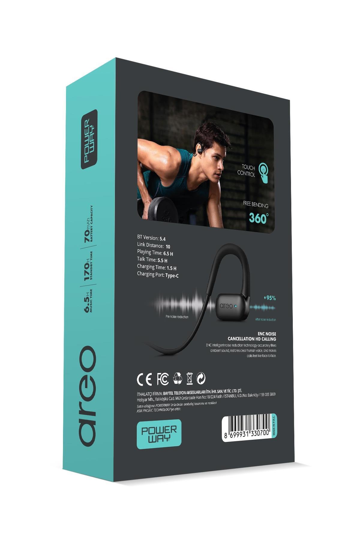 Powerway Areo Boyun Bantlı HD Ses Dokunmatik Profesyonel Bluetooth ...