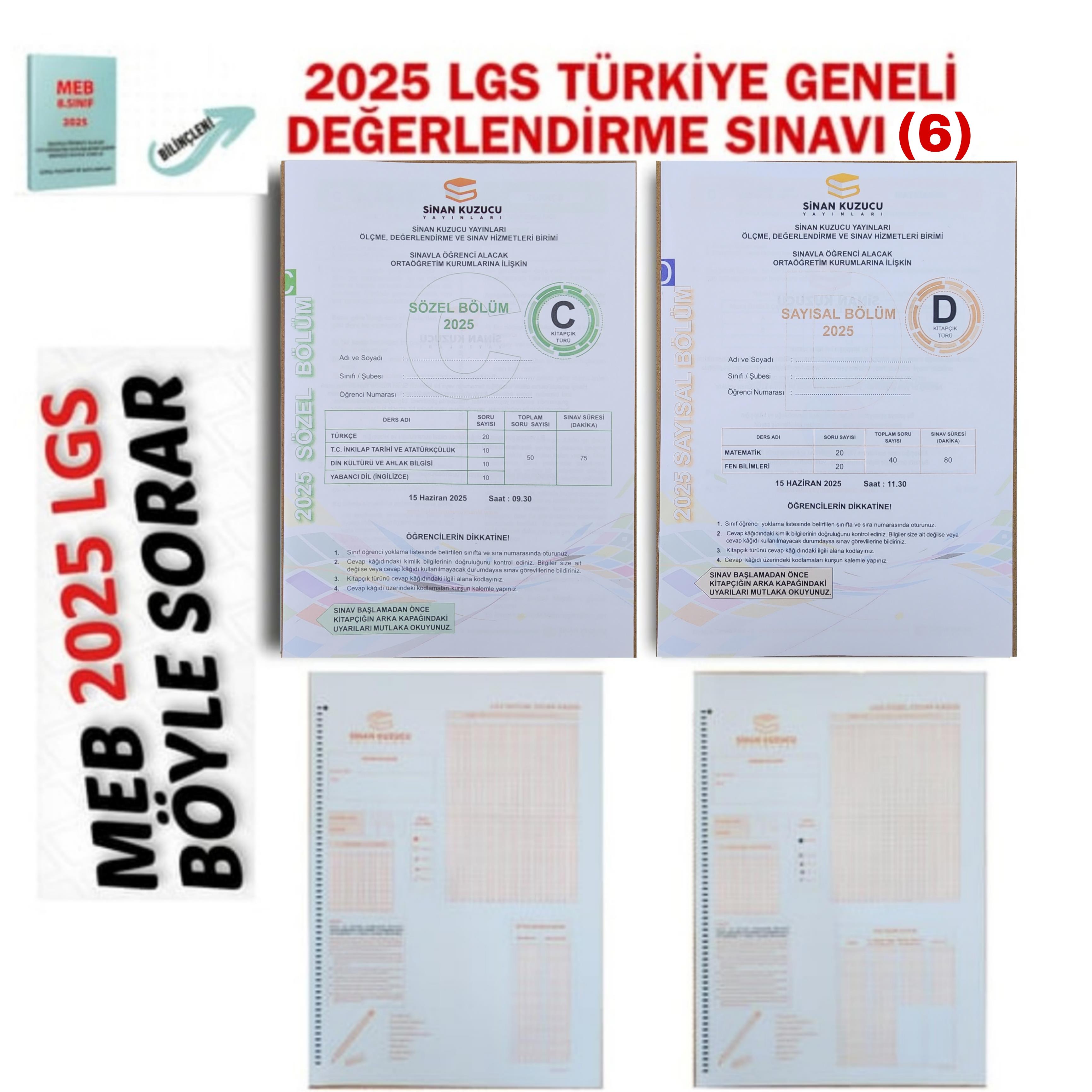 TÜRKİYE GENELİ LGS DENEME SINAVI - 6 ( SAYISAL + SÖZEL )