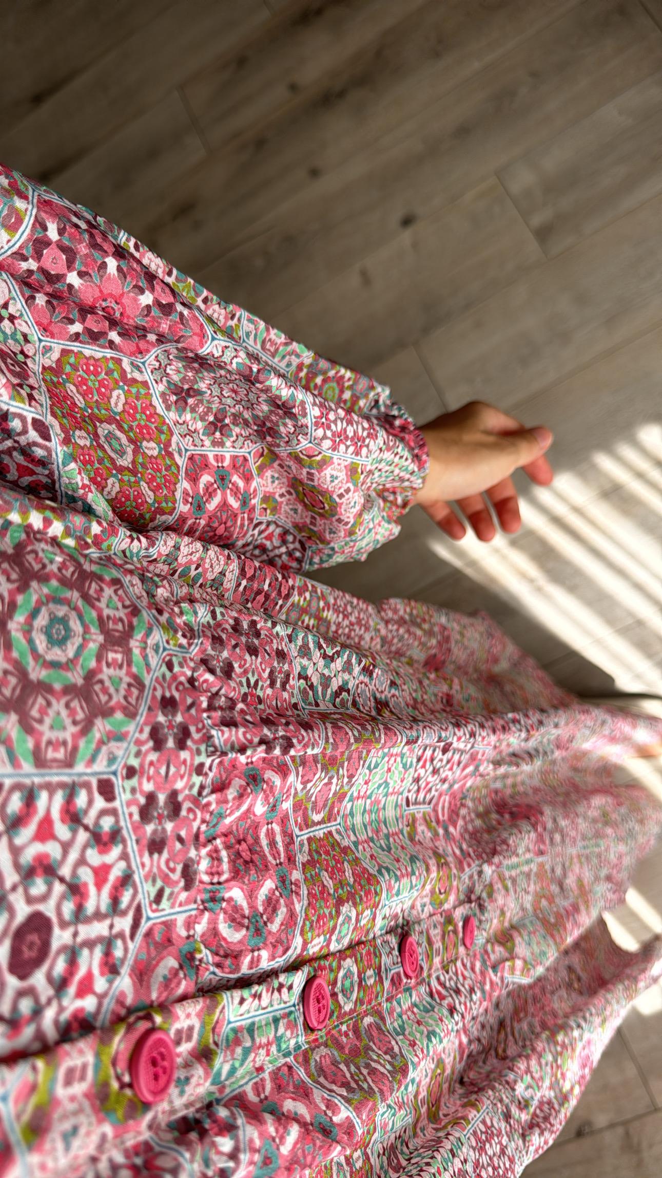 MİNİ DESEN ELBİSE - PEMBE