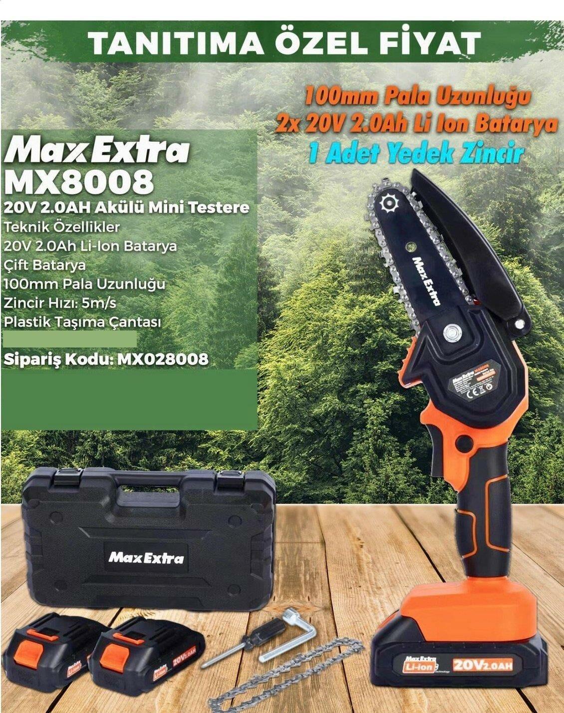 Max Extra MX8008 Akülü Mini Testere 20 v. 2.0 ahAkülü Budama Testereleri