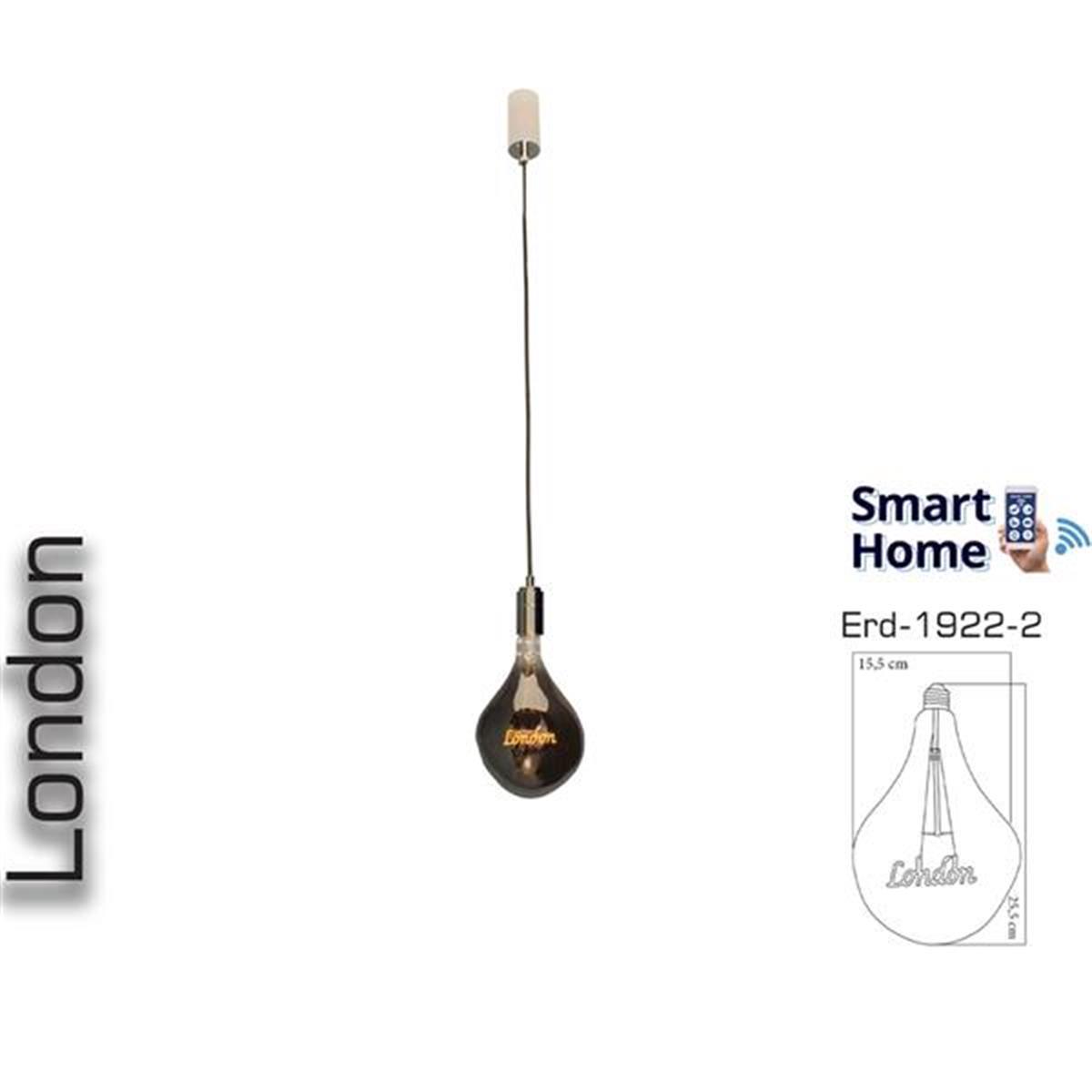 HEKA Heka Smart Home Sarkıt Avize (London Figürlü) - Füme Cam