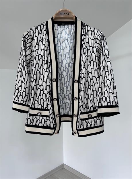 36926 Ribana Garnili Kısa Ceket-Ekru