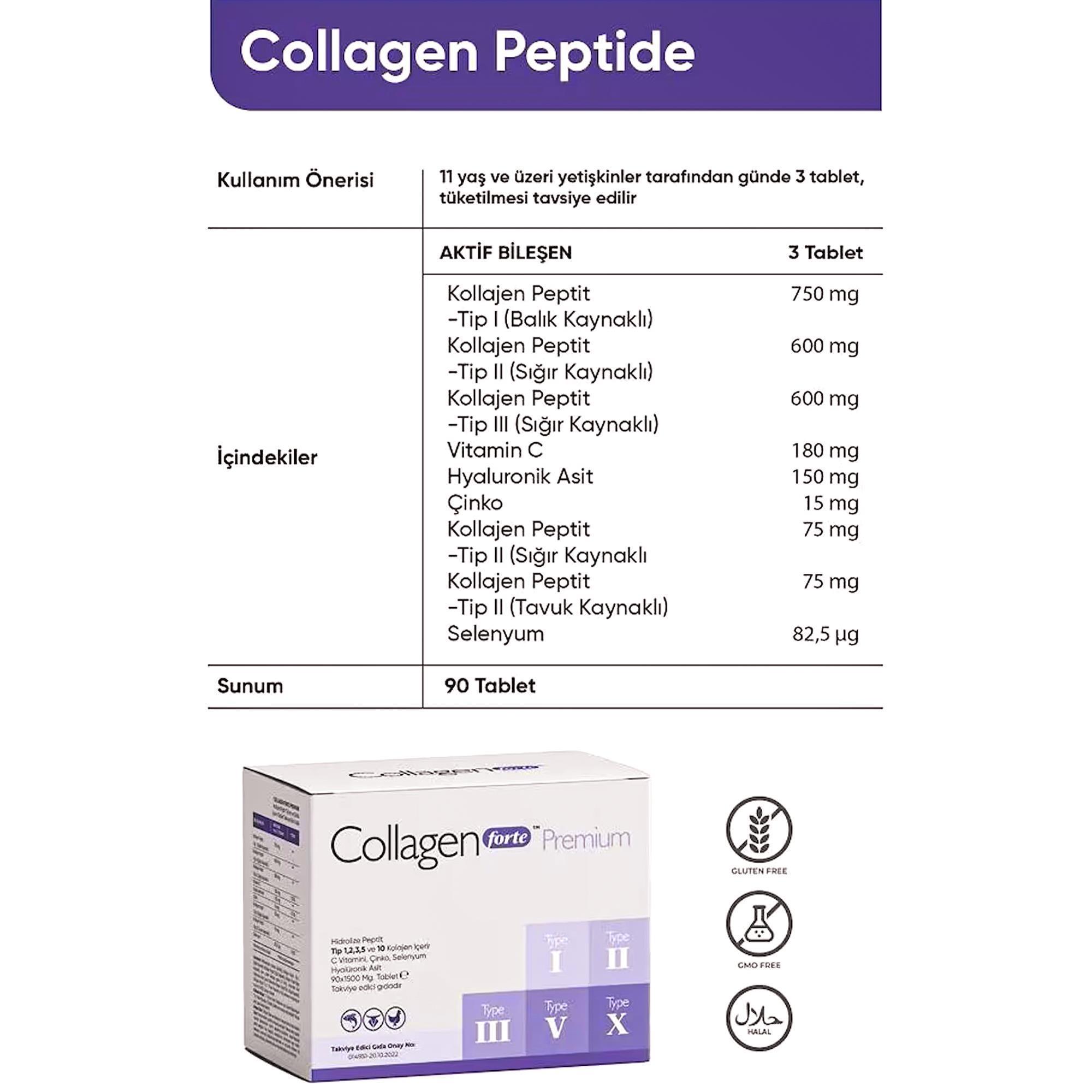 Collagen Forte Platinum Premium 5 Tip Kolajen 90 Tablet 4'lü Fiyatları VitaminSAN