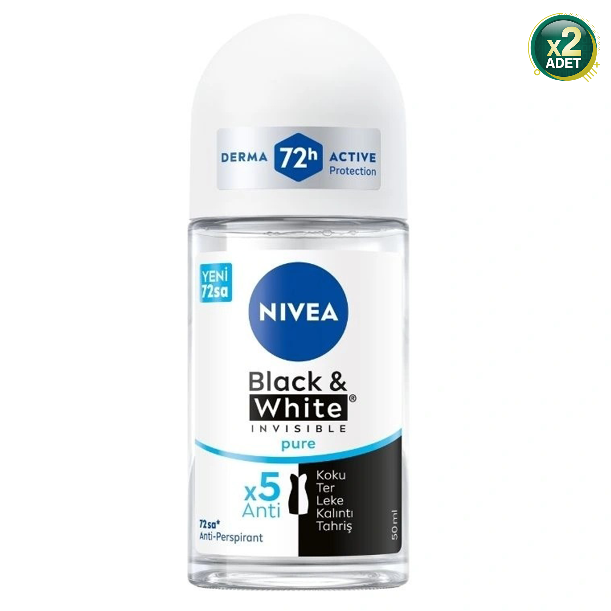 Nivea Invisible Black & White Pure Kadın Deodorant Roll-on 50 ml 2 Adet ...