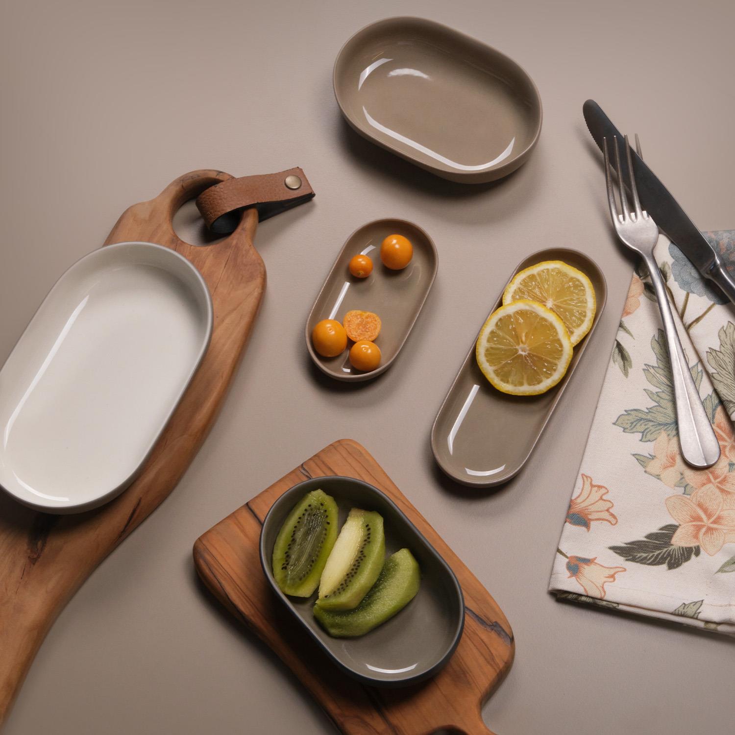 Capsule Elips Küçük Boy Meze Kasesi Çift Renk Siyah & Taş