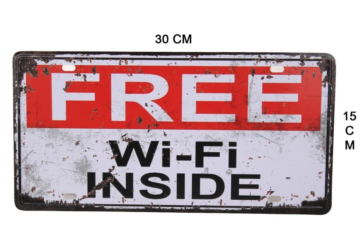 Free Wifi Retro Tabela Dekor Duvar Süsü Metal Tabela 30X15 Cm Dekohop 'da