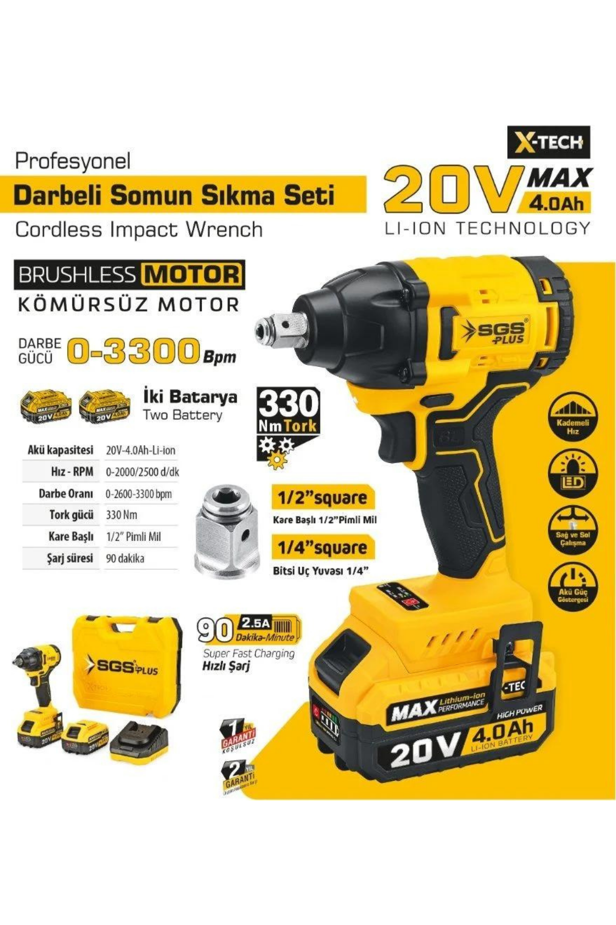 DARBELİ SOMUN SIKMA SETİ 20 VOLT (4.0Ah)