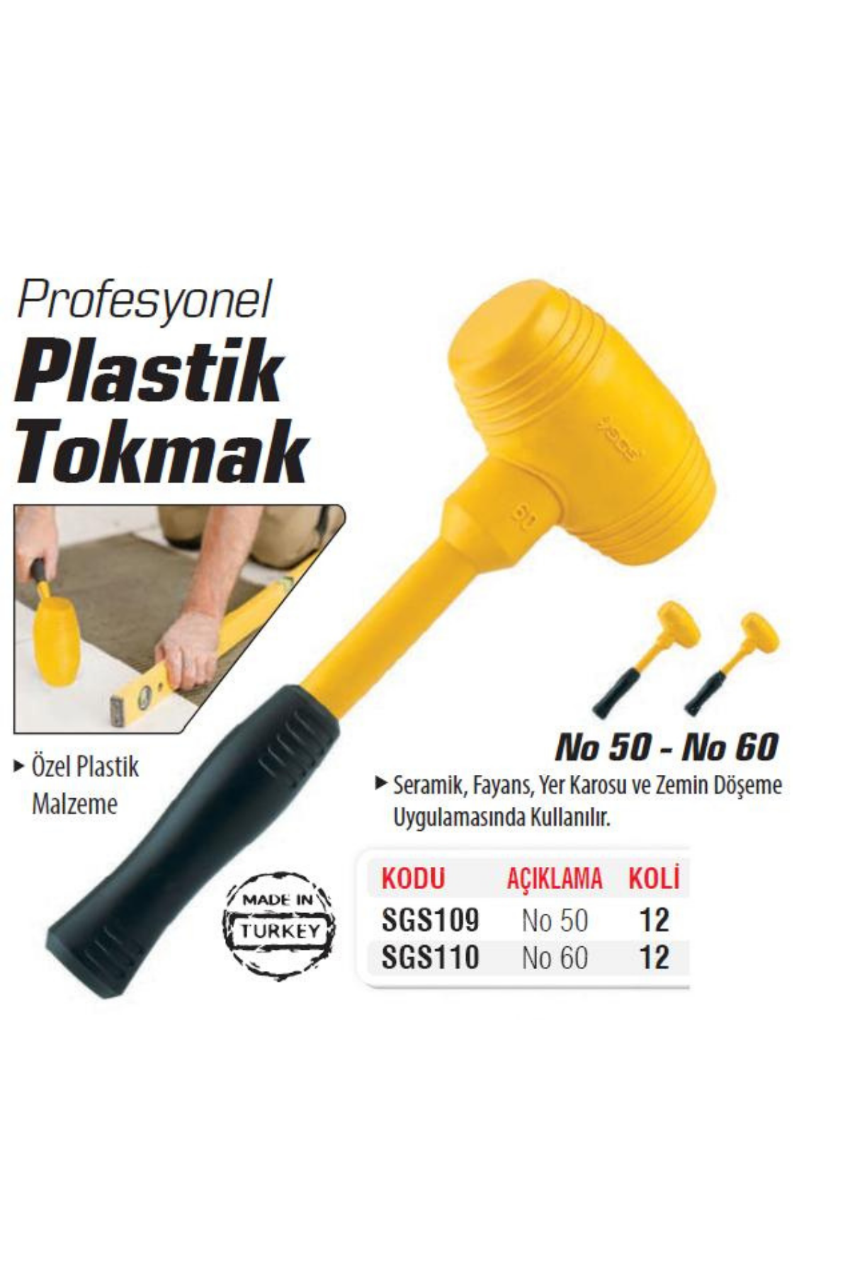 PLASTİK TOKMAK PROFESYONEL NO:50 SGS-109