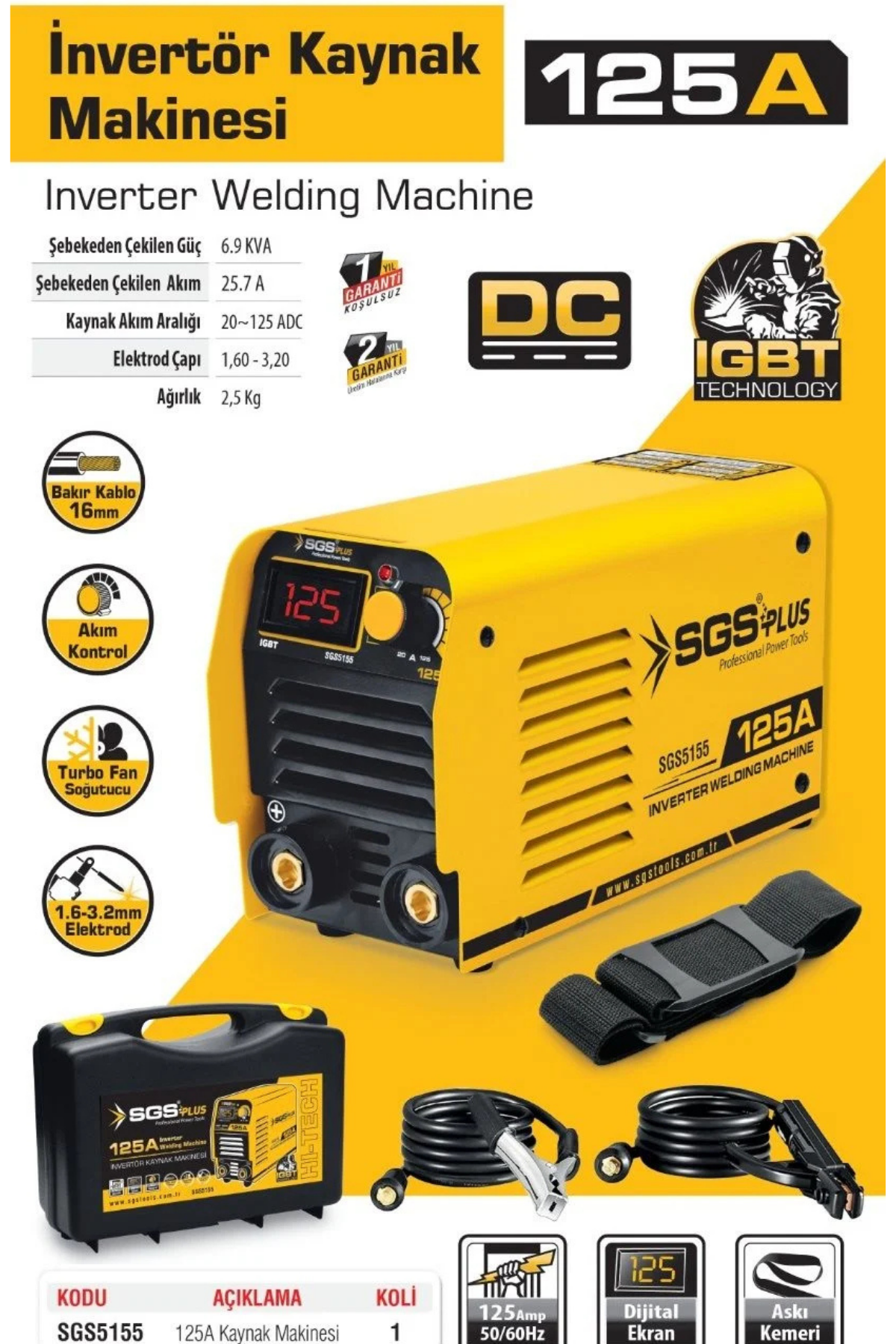 SGS İNVERTÖR KAYNAK MAKİNESİ 125 AMPERSGS-5155