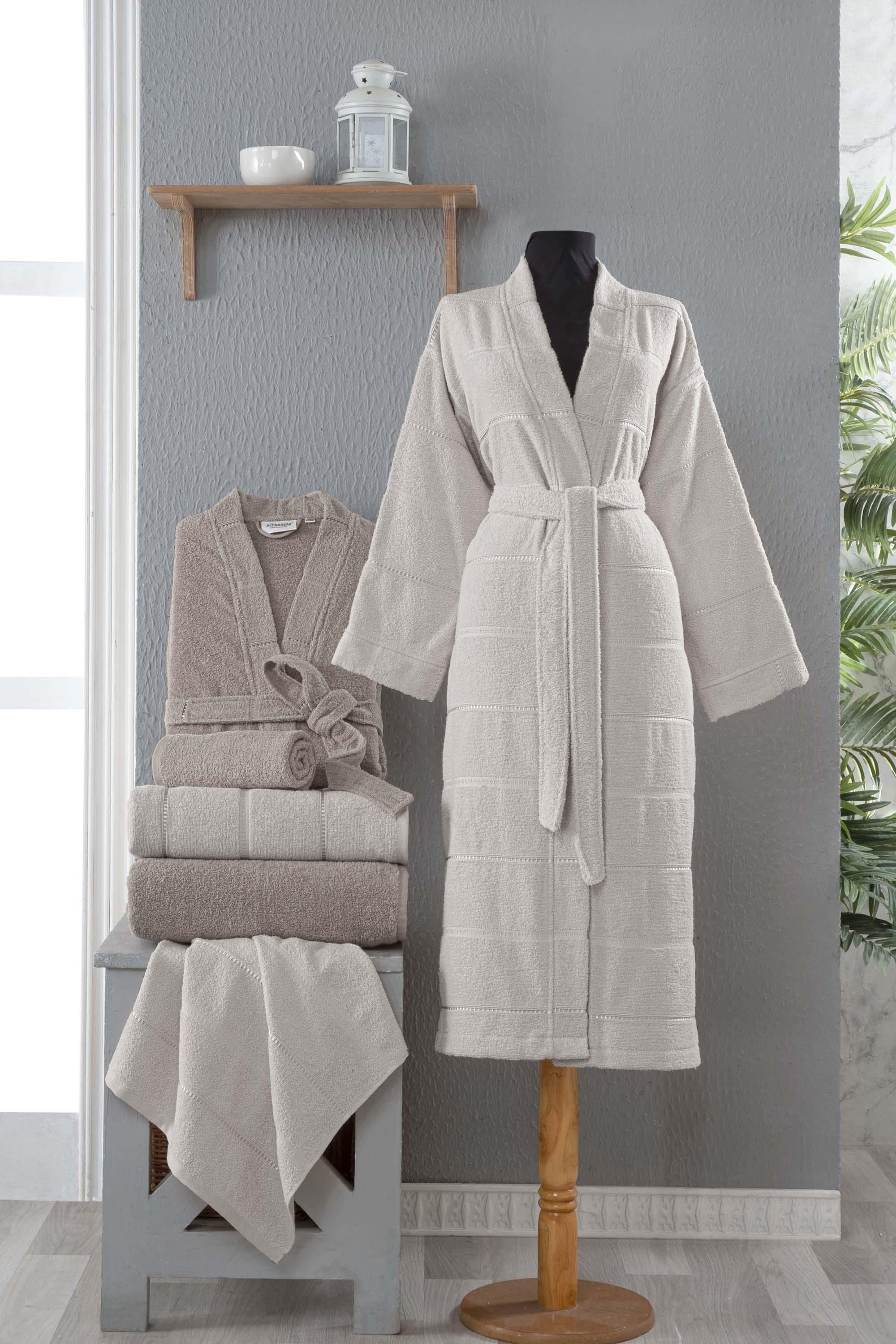 Pure Soft Aile Bornoz Seti Lila & Lacivert - Altınbaşak