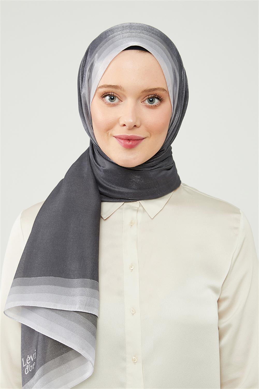 Antrasit-Gri Renk Geçişli Kehribar Şal - Levidor