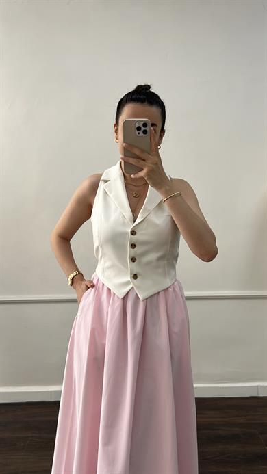 Charlie Ekru Arkadan Bağlamalı Yelek