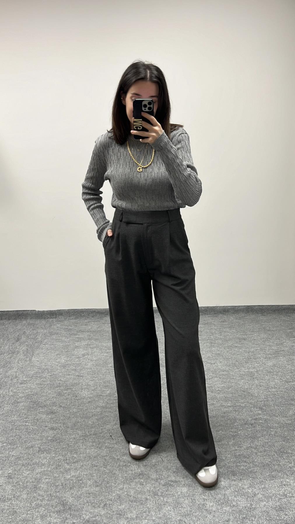 MAD ANTRASİT YÜKSEK BEL PALAZZO - Moog Butik