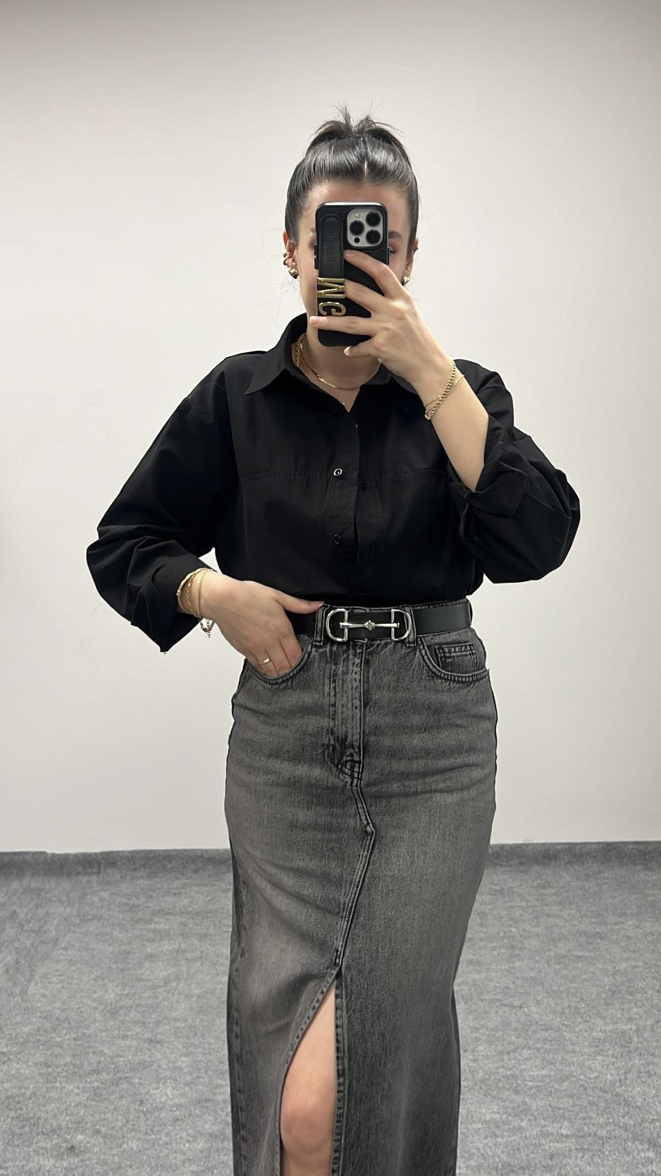 MAD SİYAH POPLİN GÖMLEK - Moog Butik