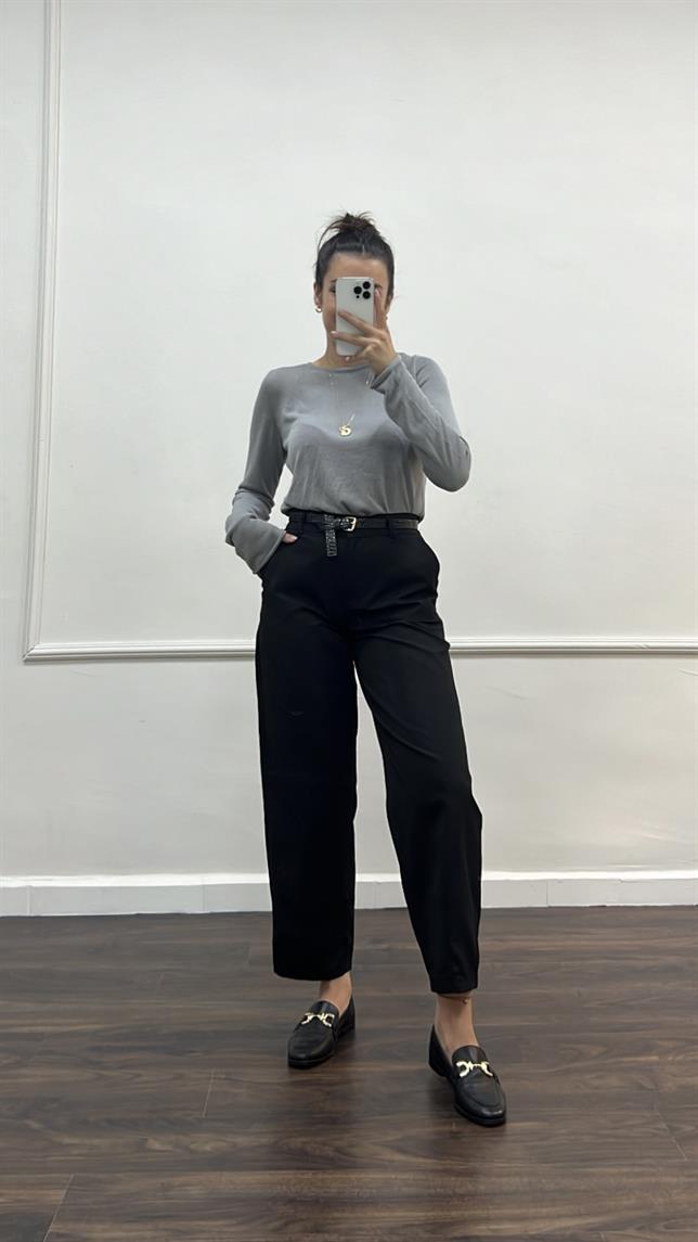 Cos Model Siyah Kemerli Poplin Pantolon