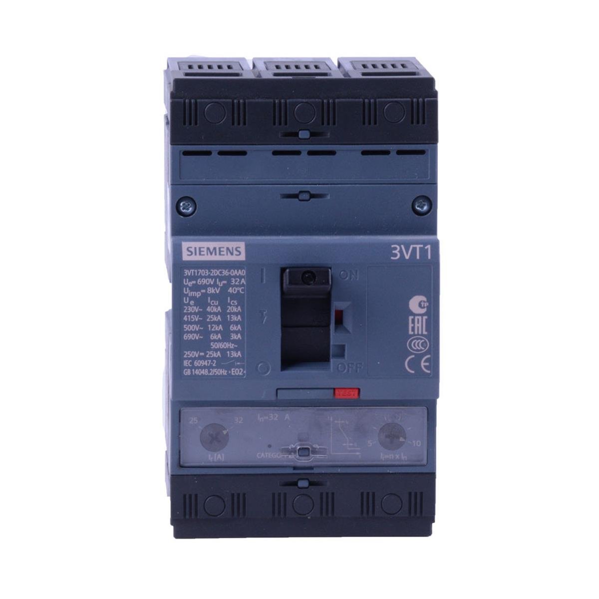 Siemens 3VT1703-2DC36-0AA0 Kompakt Şalter 32 Amper 25 kA TM