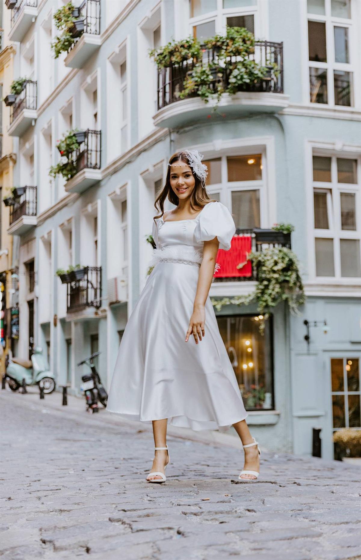 Beyaz Nikah Elbisesi Nişan Elbisesi Söz Elbisesi İsteme Elbisesi