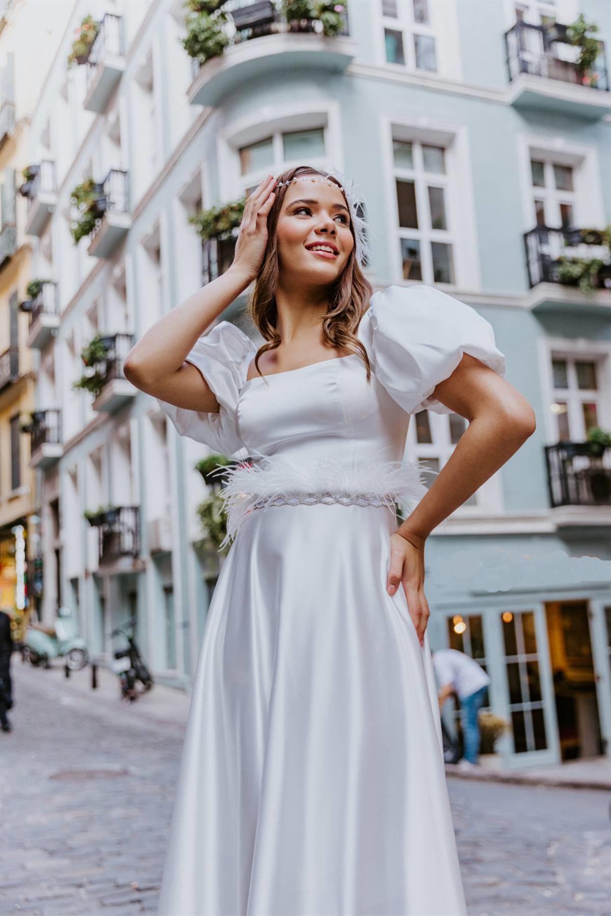 Beyaz Nikah Elbisesi Nişan Elbisesi Söz Elbisesi İsteme Elbisesi