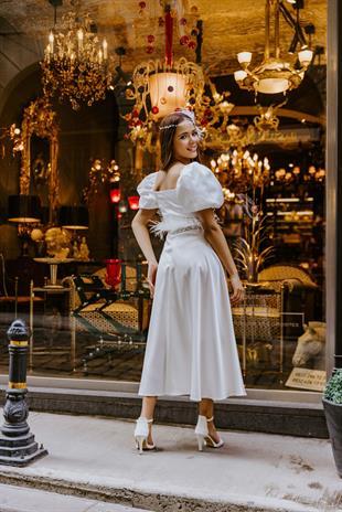 Beyaz Nikah Elbisesi Nişan Elbisesi Söz Elbisesi İsteme Elbisesi