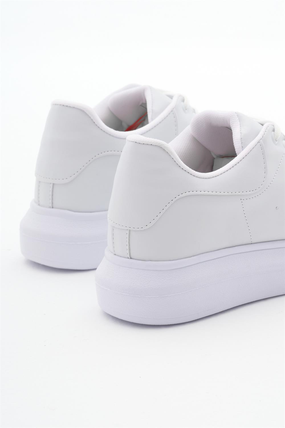 Rahat Kalıp Yüksek Taban Bağcıklıı Unisex Beyaz Spor Ayakkab V2ALX-0 - Tonny Black