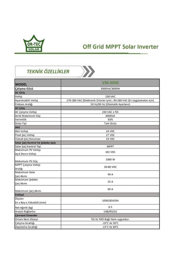 ORTEC SOLAR 24V 3KW MPPT AKILLI İNVERTER | Enerjitoptan ORTEC SOLAR 24V 3KW MPPT AKILLI İNVERTER | Enerjitoptan