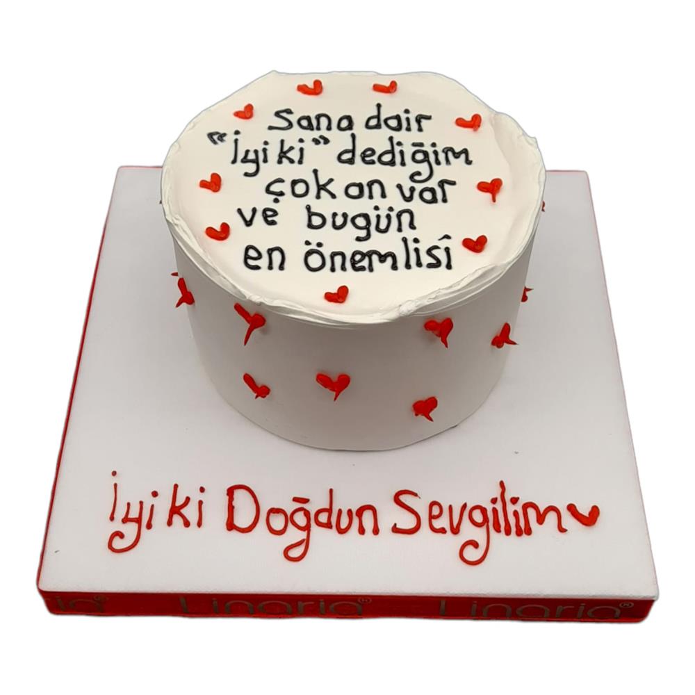 Tasarım Yazılı Pasta- Linaria - Aynı Gün Teslimat