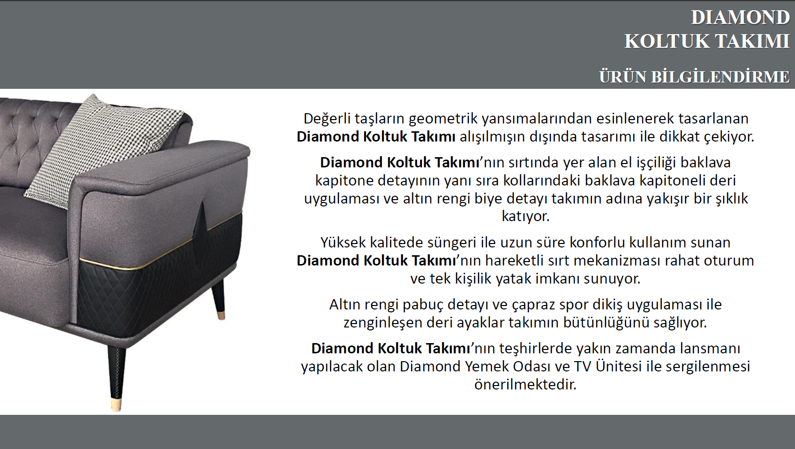 Diamond Koltuk Takımı | Evinizin Konforlu Koltuğu