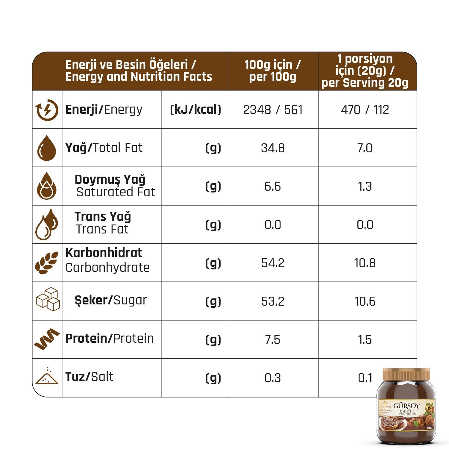 Gürsoy Kakaolu Fındık Kreması 700g x 4 Adet