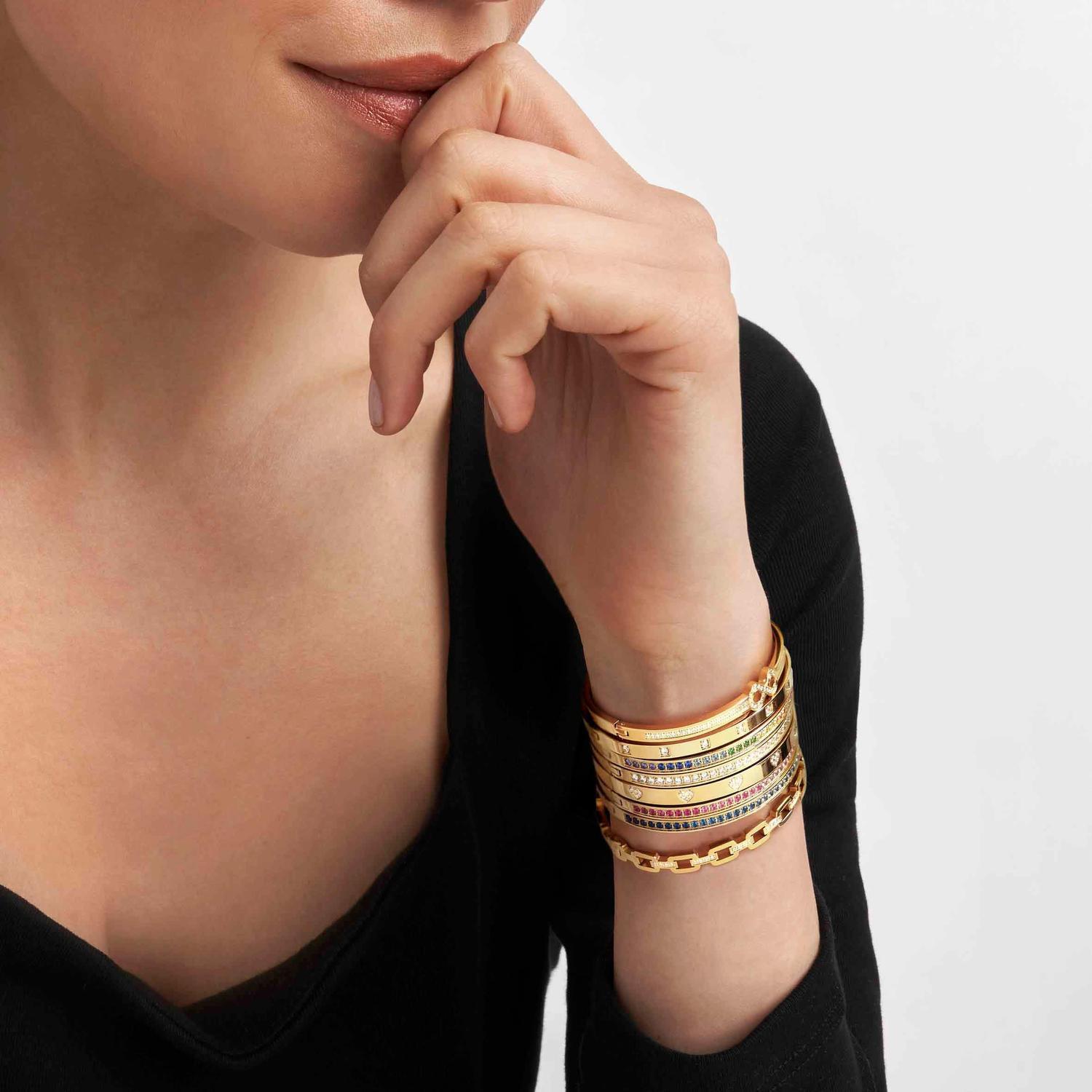 PRETTY BANGLES Paslanmaz Celik Bileklik ve Mavi Zirkon SMALL Alt n Sar s KARI IK RENKL Volergift