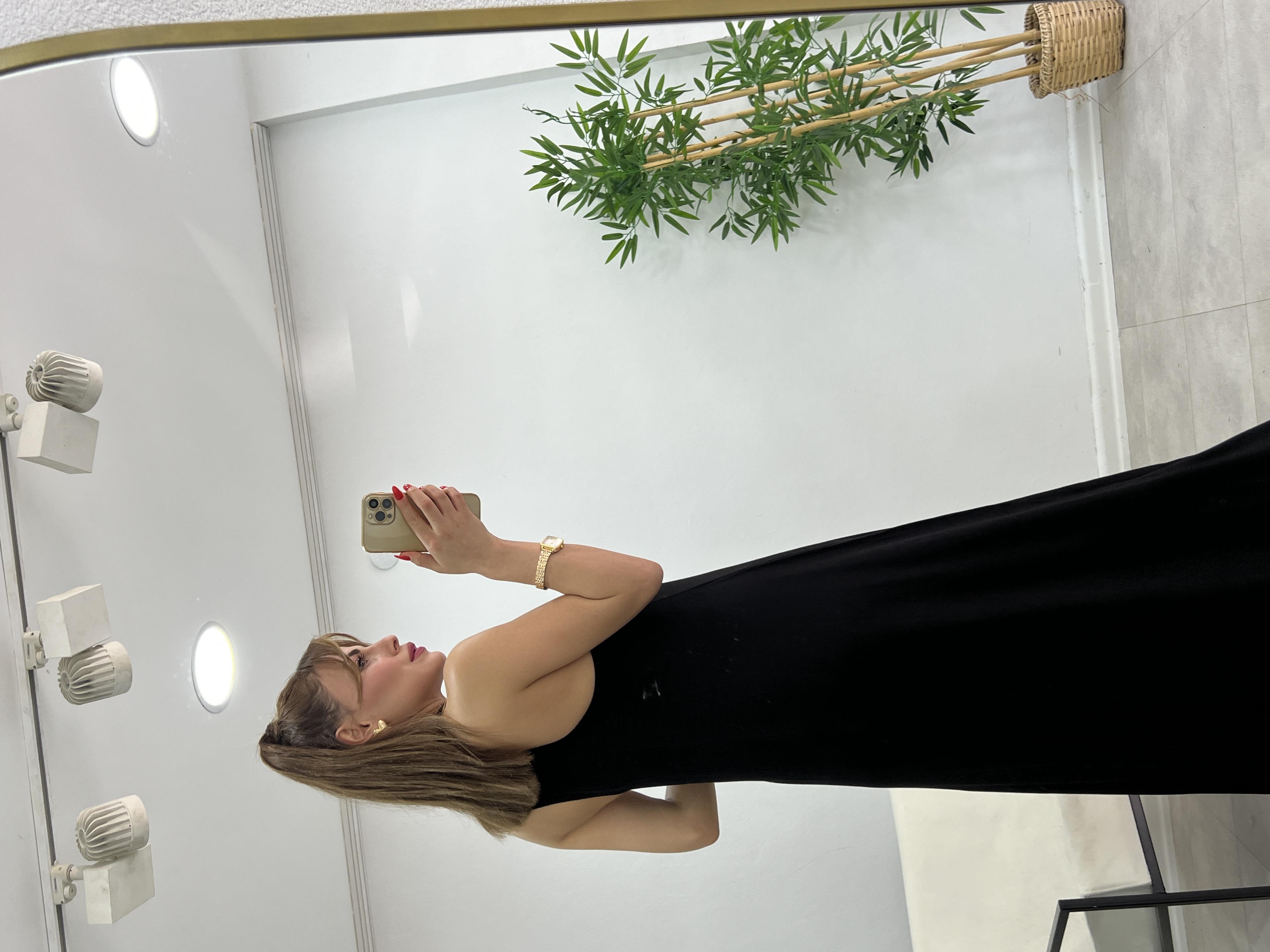 Sifir Yaka Modal Kumaş Basi̇c Elbi̇se Si̇yah