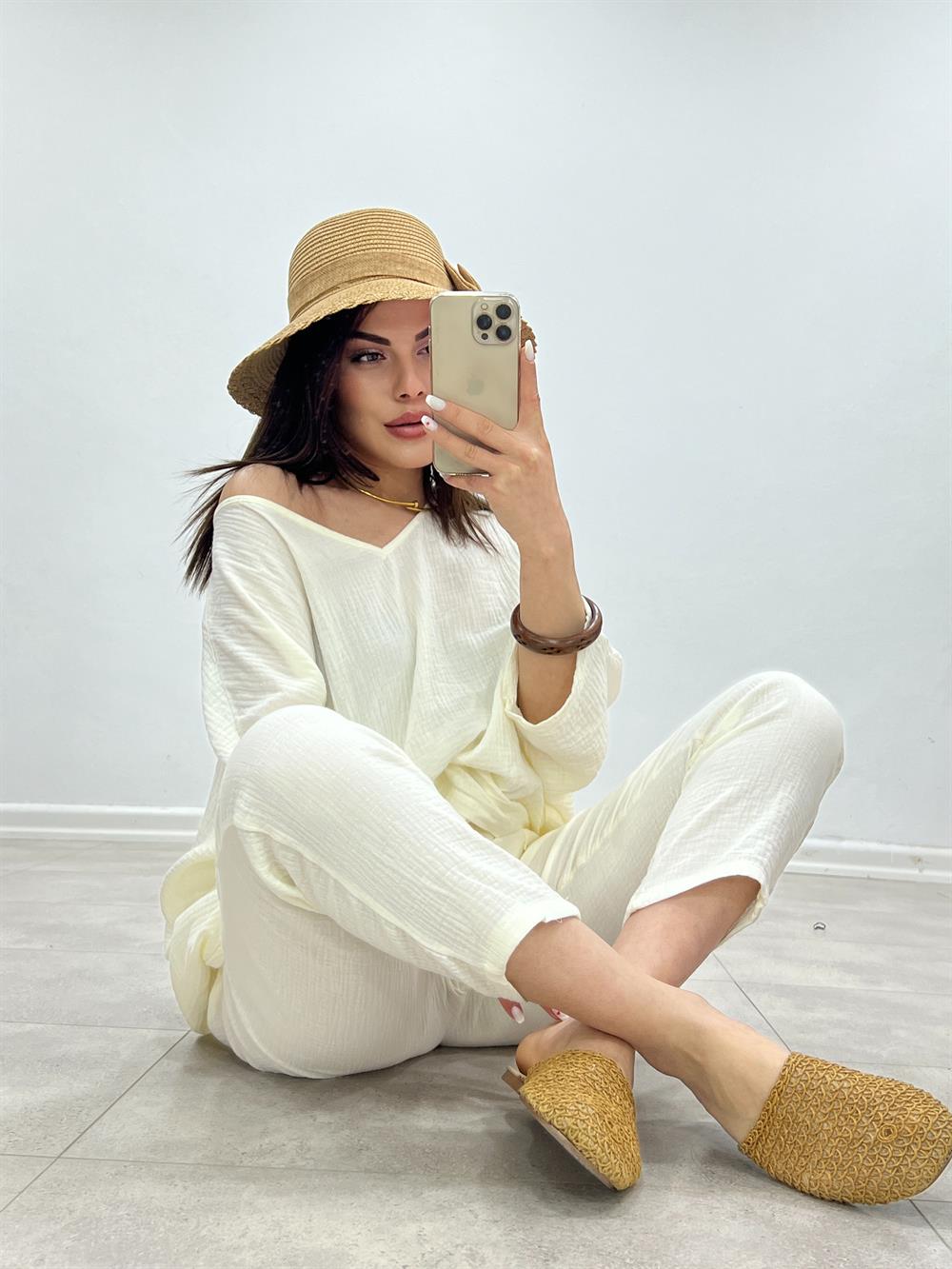 MÜSLİN KETEN İKİİ BOHEM TAKIM